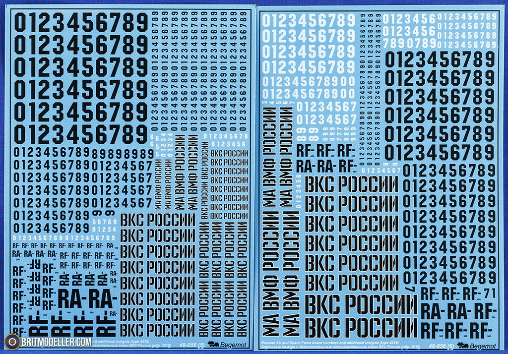 Russian Air & Space Force Board Numbers 2018 (48056) 1:48 - Decals ...