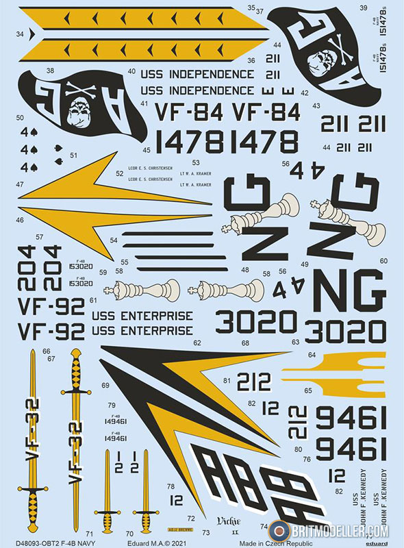 US Navy F-4B Phantom Decals (D48093) 1:48 Eduard (For Tamiya Kit ...