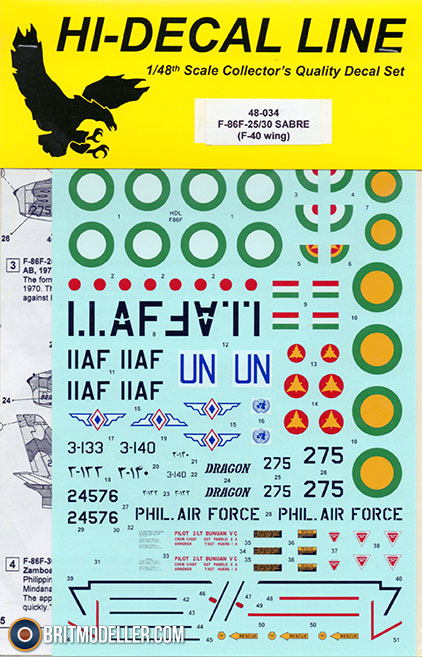 F-86F-25/30 Sabre (F-40 Wing) (72-064 & 48-034) - 1:48 & 1:72 Hi-Decal ...