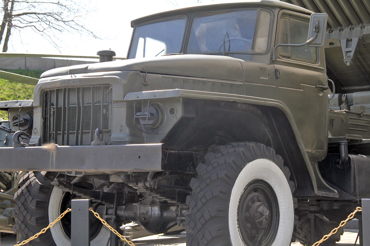 BM-21 "Grad" Soviet truck-mounted 122 mm multiple rocket launcher ...